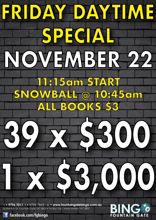 Fountain Gate Bingo - Specials and Promotions